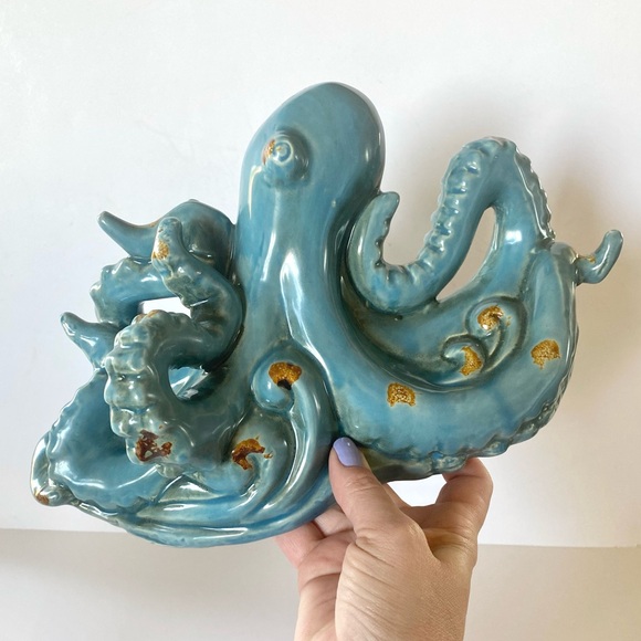 Accents | Large 14 Ceramic Octopus Sculpture Figurine Turquoise Blue ...